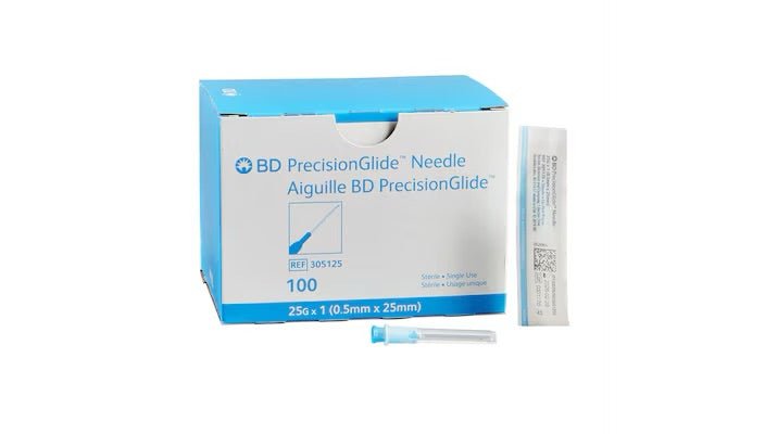 BD 305125 25G x 1" Precision Glide Disposable Needle, Sterile, Box of ...