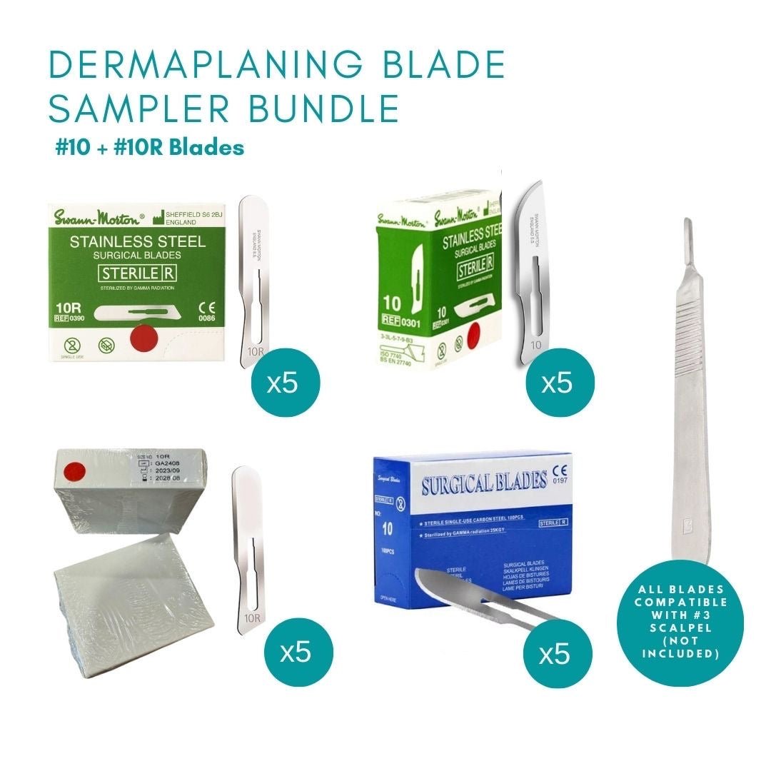 Dermaplaning Blade 20 piece Sampler Bundle - #10 + #10R Blade Sampler ...