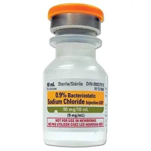 Sodium Chloride 0.9% Saline for Injection, 10 ml Vial Bacteriostatic w — Beauty Pro Supplies Canada